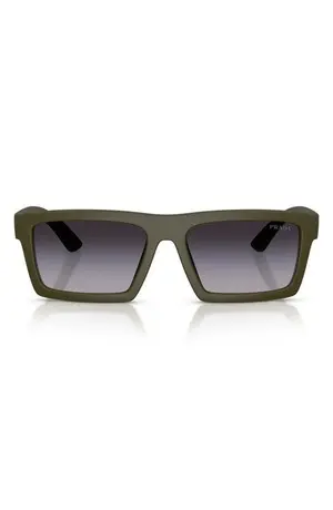 Prada Prada Linea Rossa 55mm Rectangular Sunglasses Green/grey Gradient