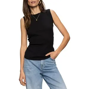 Sanctuary Ruched Rib Tank - Black