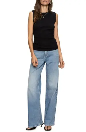 Sanctuary Ruched Rib Tank - Black