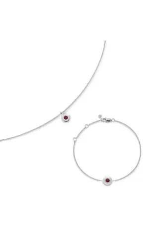 Monica Vinader Birthstone Chain Bracelet - Sterling Silver /ruby