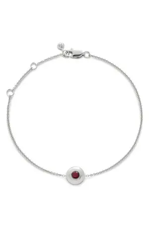 Monica Vinader Birthstone Chain Bracelet Sterling Silver /ruby