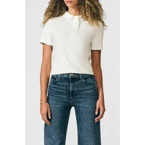 ISAAC MIZRAHI NEW YORK Cotton Ruffle Placket Polo