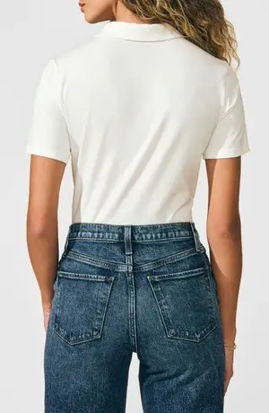 ISAAC MIZRAHI NEW YORK Cotton Ruffle Placket Polo
