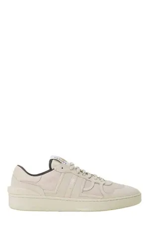 LANVIN Clay Leather And Mesh Sneakers - Pale Grey