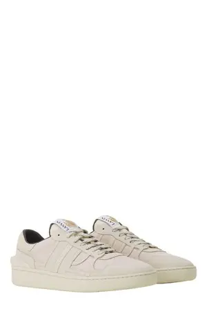 LANVIN Clay Leather And Mesh Sneakers - Pale Grey