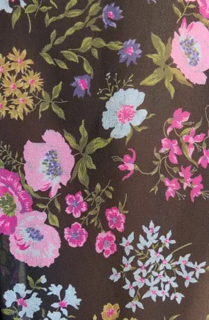 Valentino Garavani Floral Print Long Sleeve Silk Georgette Gown