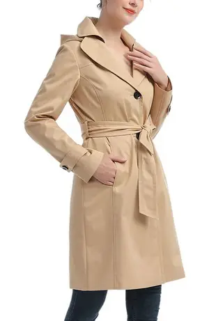 KIMI + KAI Hooded Trench Coat - Tan