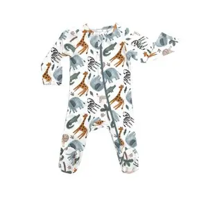 NORANI Organic Cotton Zip Footie - Safari Animals