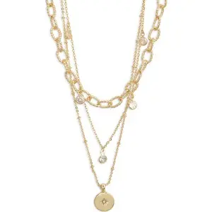NORDSTROM Set Of 2 Crystal Charm Layered Necklaces