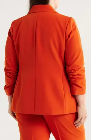 TAHARI ASL Double-breasted Jacket With Ruched Sleeves
