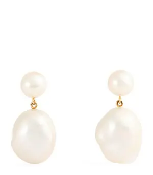 Sophie Bille Brahe Venus Blanc Pearl Drop Earrings - Gold