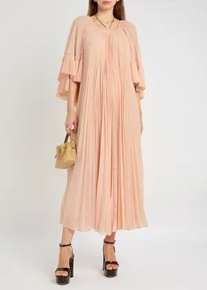 Zimmermann Pleated Cape-effect Chiffon Maxi Dress