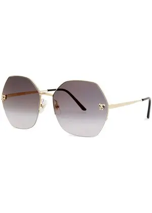 Cartier Panthère De Oversized Sunglasses - Gold