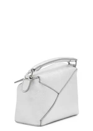 Loewe Puzzle Edge Mini Metallic Leather Cross-body Bag - Silver