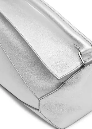 Loewe Puzzle Edge Mini Metallic Leather Cross-body Bag - Silver