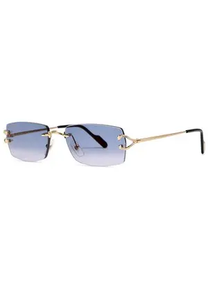 Cartier Signature C De Rectangle-frame Sunglasses - Blue