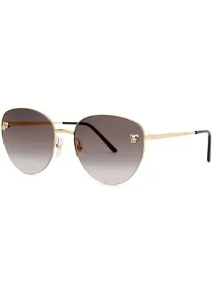 Cartier Panthère De Oval Sunglasses - Gold