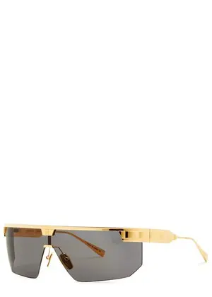 Balmain Rimless Wrap-around Sunglasses - Gold