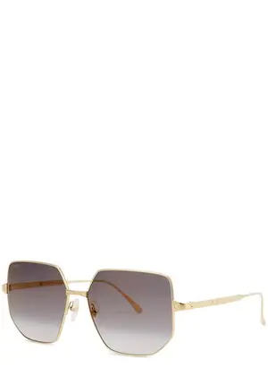 Cartier Santos De Square-frame Sunglasses - Gold