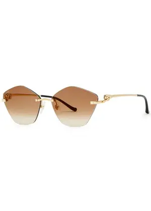 CARTIER Rimless Hexagon-frame Sunglasses - Gold