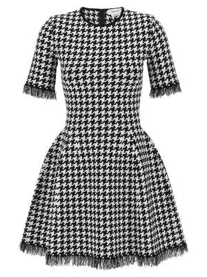 Alexander McQueen Houndstooth Jacquard Mini Dress