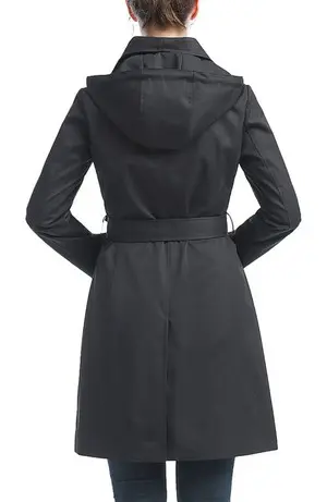 KIMI + KAI Hooded Belted Trench Coat - Black