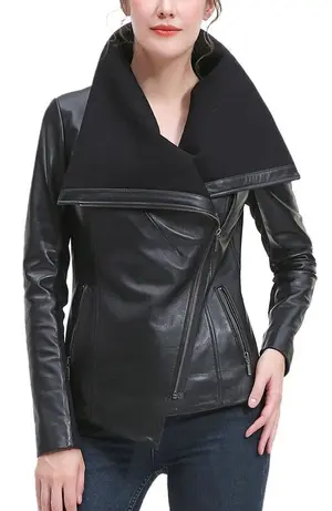 Women's Asymmetric Draped Leather Jackets