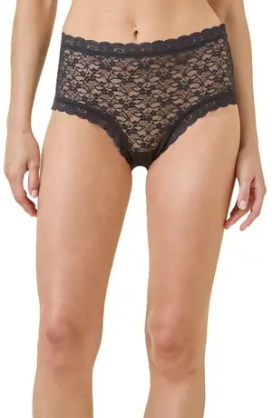 PAPINELLE Lace High Waist Briefs - Black