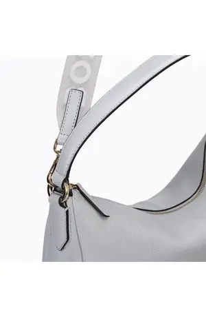 BOSS Alyce Leather Hobo Bag - Light/ Pastel Grey