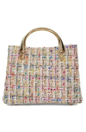 Dune London Tweed Top Handle Bag With Gold Tone Hardware