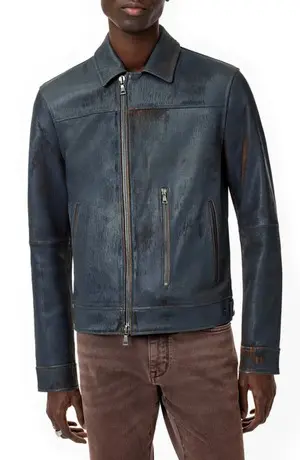John Varvatos Otis Distressed Leather Moto Jacket