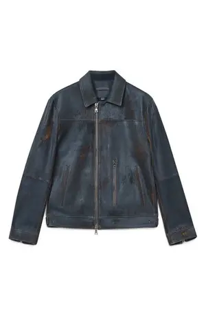 John Varvatos Otis Distressed Leather Moto Jacket
