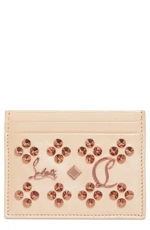 CHRISTIAN LOUBOUTIN Kios Loubinthesky Leather Card Case Leche/ Multi