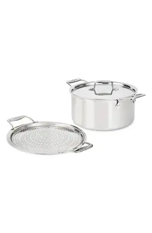 ALL-CLAD D5 8-quart Stock Pot With Splatter Guard Lid - Silver