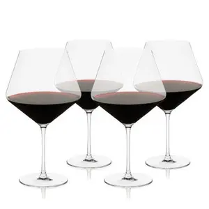 VISKI Reserve Liminal Burgundy Wine Glasses Set Of 4 - Clear