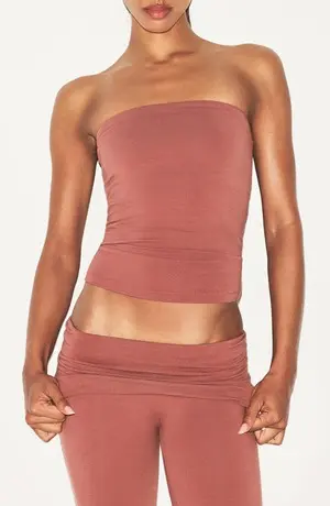 SKIMS Stretch Cotton Jersey Tube Top - Redwood