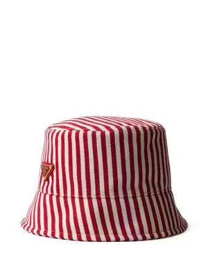 Prada Striped Bucket Hat Red
