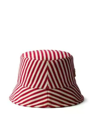 Prada Striped Bucket Hat - Red