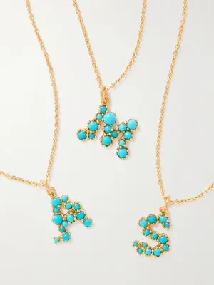Pacharee Floret Alphabet Gold-plated Necklace - Blue