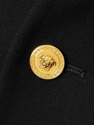 Versace Double-breasted Grain De Poudre Wool Mini Dress