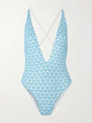Missoni Mare Metallic Crochet-knit Swimsuit - Blue