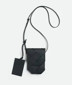 BOTTEGA  VENETA Intreccio Calf Leather Phone Pouch - Ardoise/ice