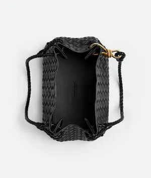 Bottega Veneta Intrecciato Leather Parachute Shoulder Bag - Black