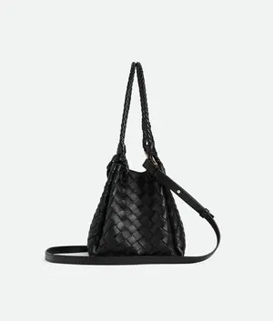 Bottega Veneta Intrecciato Leather Parachute Shoulder Bag - Black