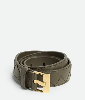 BOTTEGA  VENETA Intrecciato Calfskin Leather Belt - Cypress