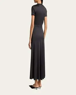 Victoria Beckham Gathered Drop-waist Midi T-shirt Dress - Black
