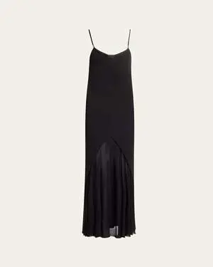 Giorgio Armani Sheer Skirt Panel Jersey Dress