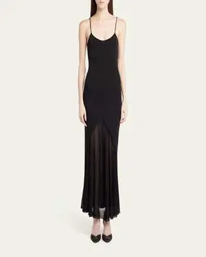 Giorgio Armani Sheer Skirt Panel Jersey Dress