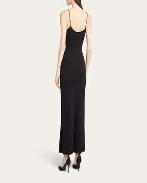 Giorgio Armani Sheer Skirt Panel Jersey Dress