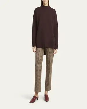 JIL SANDER Superfine Merino Wool Oversized Crewneck Sweater - Chocolate